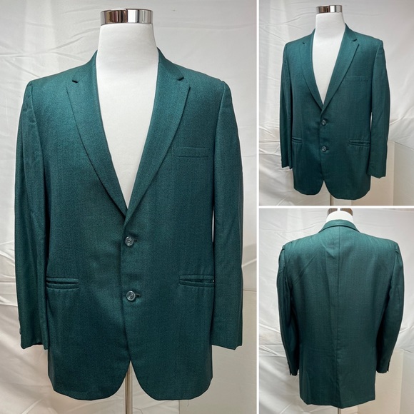 Vintage | Suits & Blazers | Mens Vintage Green 2button Double Vented 42r Blazer Jacket 7s 80s ...